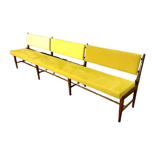 Bekijk Lange Vintage Deens Design Bank - 3 Meter Bank op Reliving