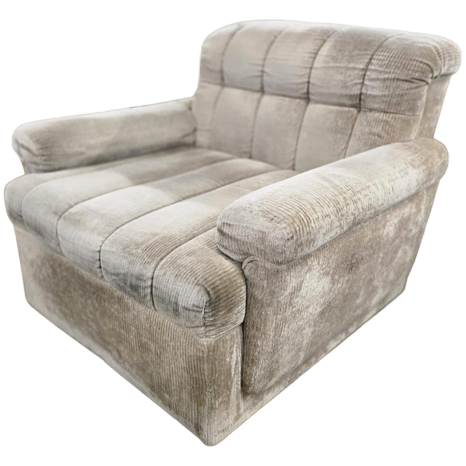 Vintage Fauteuil Velours Beige bij Reliving