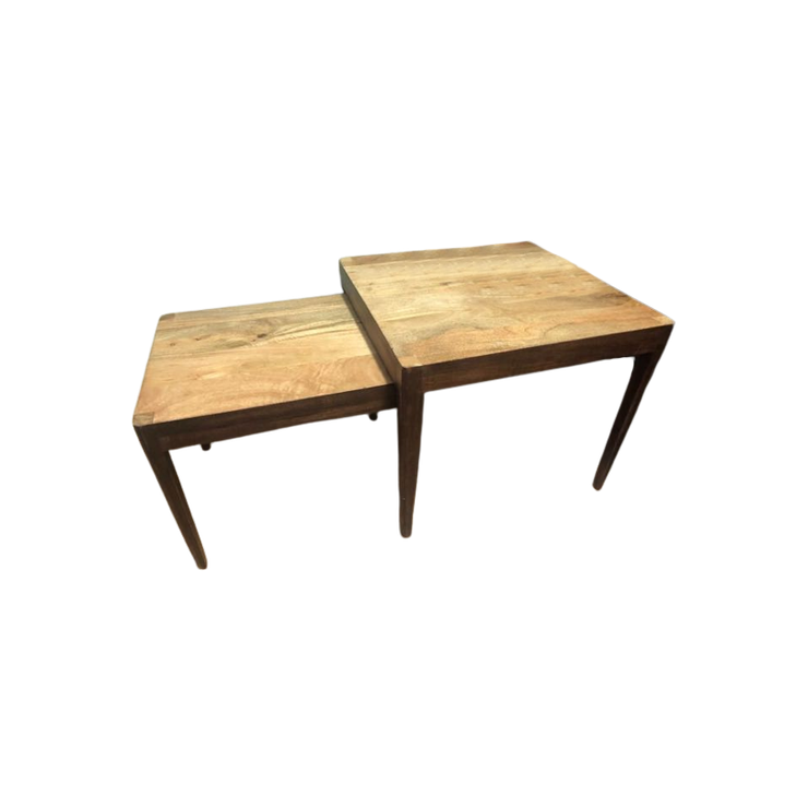 Bijzettafel Set Van2, Vierkant, Mangohout Light € Living | Bijzettafel ...