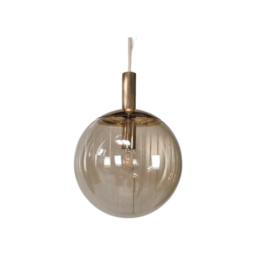 Bekijk Vintage Hanglamp Glazen Bol Goud/Geel Sölken Leuchten op Reliving