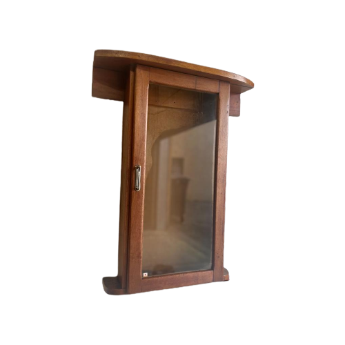 Bekijk Vintage Wandkast / Mini Vitrine / Muurkast : Glas & Hout op Reliving