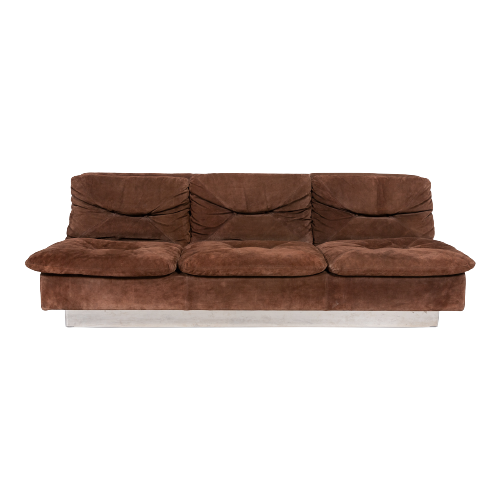 Bekijk Saporiti Suede Sofa / Bank / 3 Zitsbank, Italy 1970’S op Reliving