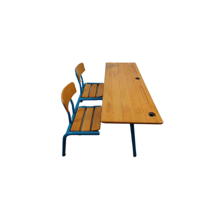 Bekijk Vintage Frans Industrieel Bureau Schoolbank Schooltafel op ...