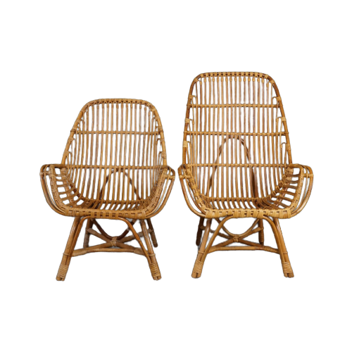 Zeldzame Set Rotan Design Fauteuils, Rohé Noordwolde, 1950 | Stoel ...