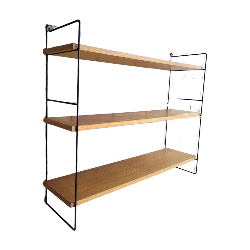 Mid-Century Nisse String Wandsysteem Bruin bij Reliving