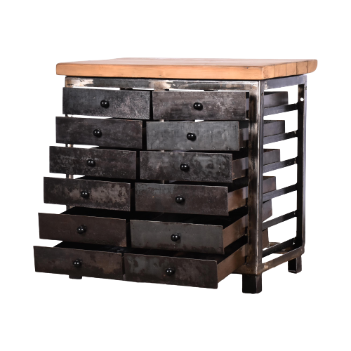 Bekijk Industriële Ladekast Staal | Vintage Oude Ladenkast op Reliving