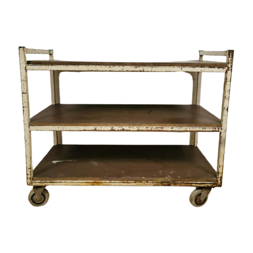 Vintage Industriële Kar, Dressoir, Opbergmeubel, Rolkar | Tafel ...