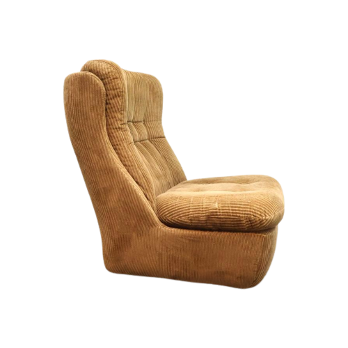 Bekijk Vintage Fauteuil Jaren 70 Space Age Bruine Rib op Reliving