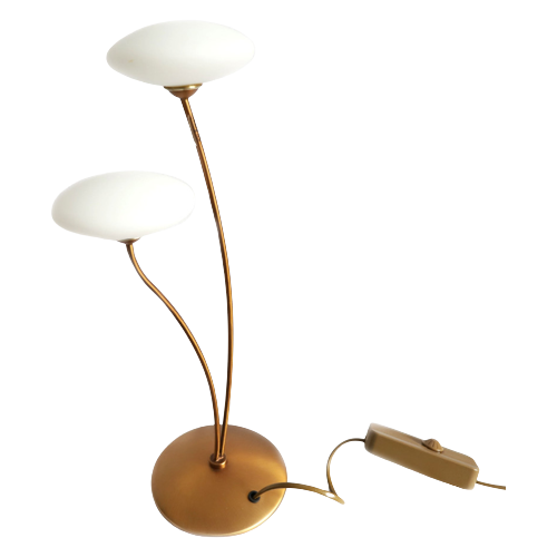 Bekijk Vintage Design Tafellamp Seeddesign Messing Met Melk Glas Ufo'S ...