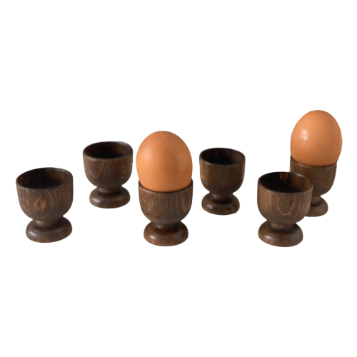 Vintage Houten Eierdopjes (Set Van 6) | Servies | Vintage | Reliving