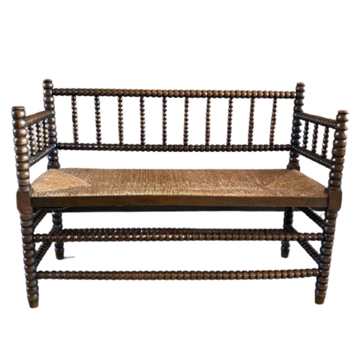 Vintage Bobbin Bench Bank Hal Bed 1880 Gedraaide Poten. | Bank | Reliving
