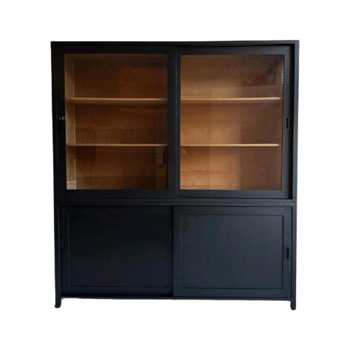 Grote Zwarte Strakke Buffetkast, Zwarte Wandkast | Buffetkast | Reliving