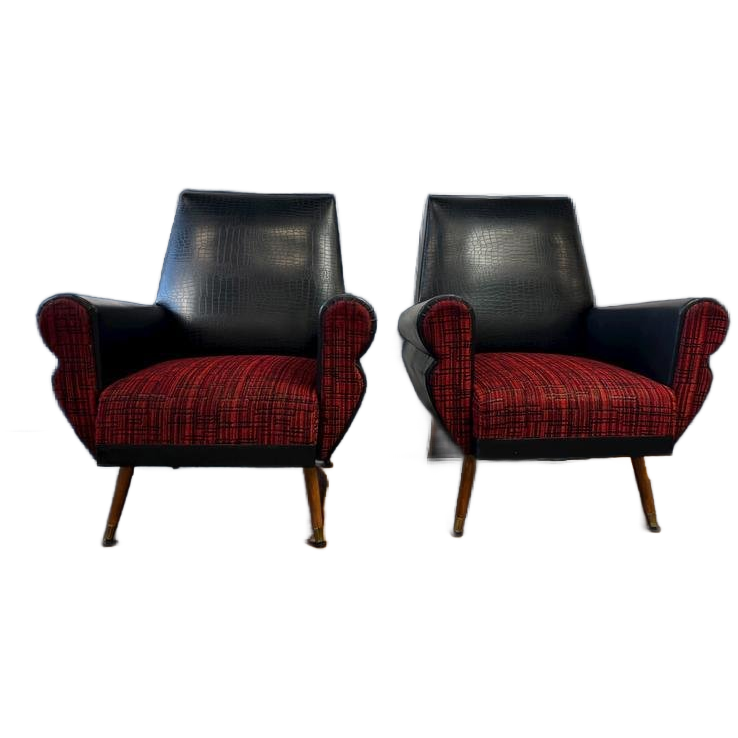 Vintage Fauteuil Skai Black bij Reliving