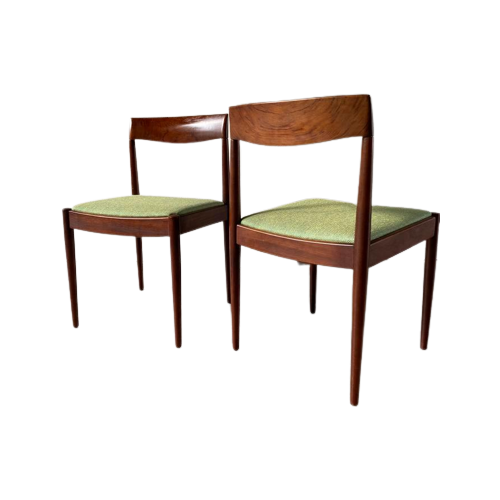 Palisander Stoelen Jaren 50 Vintage Nieuwe Bekleding Groen | Stoel ...