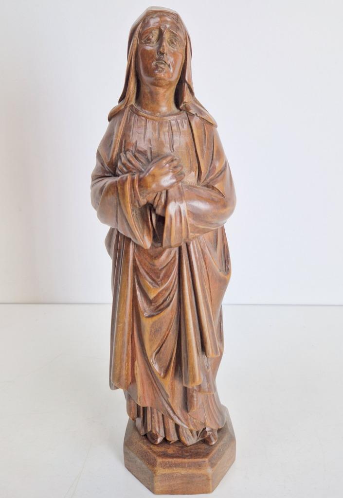 Bekijk Antiek Maria Beeld Hout Handgemaakt Beeldje Authentiek op Reliving 🤩