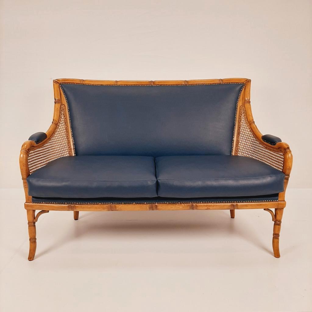 Bekijk Vintage Rotan Sofa, Retro Manou Bank, Bamboe Tweezitter op Reliving