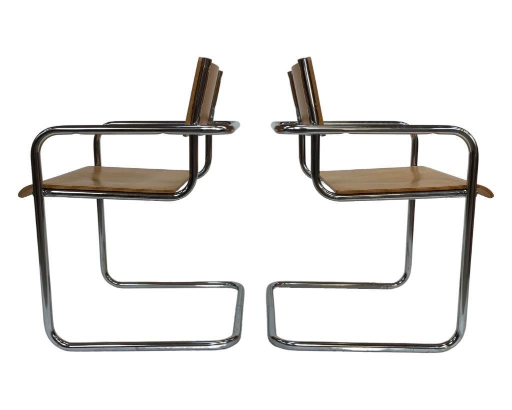 Bekijk Vintage Set Van Vier Buisframe Stoelen Hout Jaren 80 Design ...