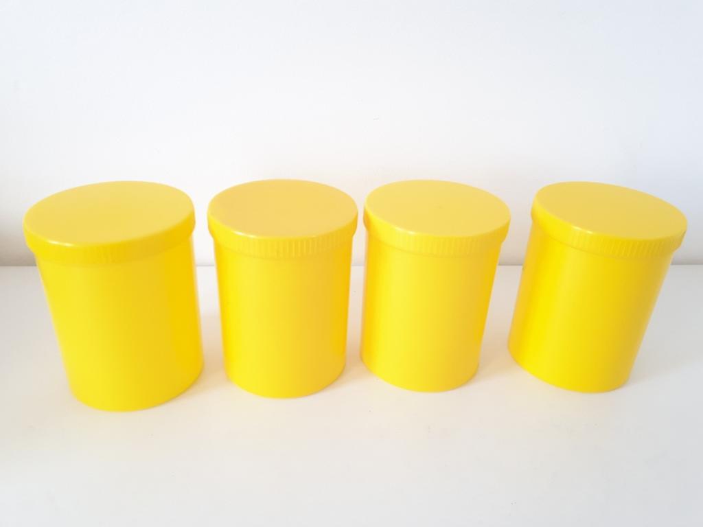 Bekijk 4 Vintage Voorraadbussen Gele Bussen Koffie Thee Suiker Pot op ...