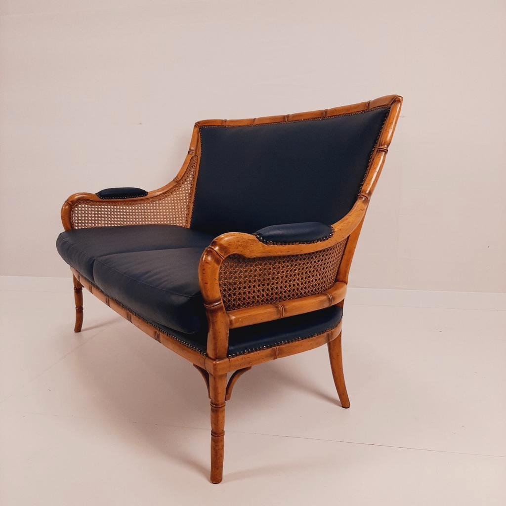 Bekijk Vintage Rotan Sofa, Retro Manou Bank, Bamboe Tweezitter op Reliving