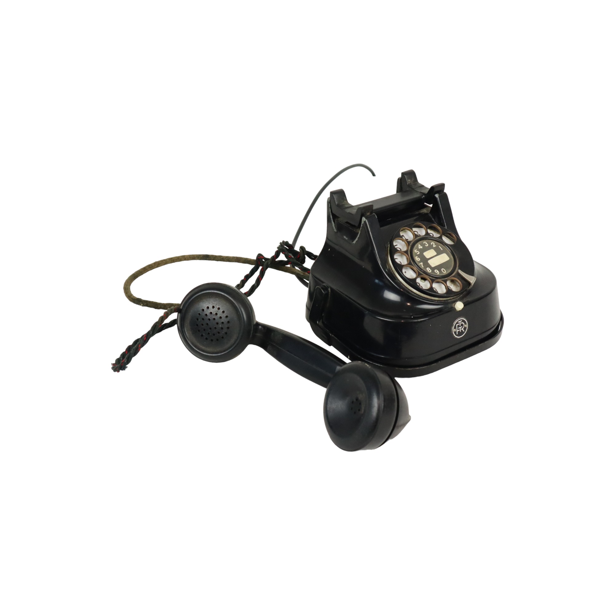 Bekijk Oude Telefoon Met Draaischijf Zwart Metaal Bakeliet Rtt 1965 op ...