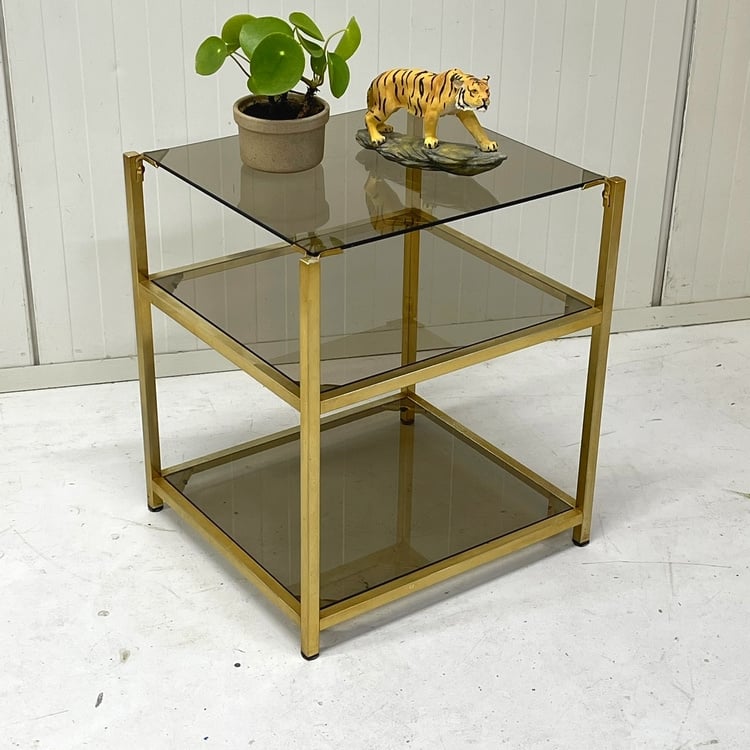 Eclectisch Bijzettafel Glass Brass-coloured bij Reliving