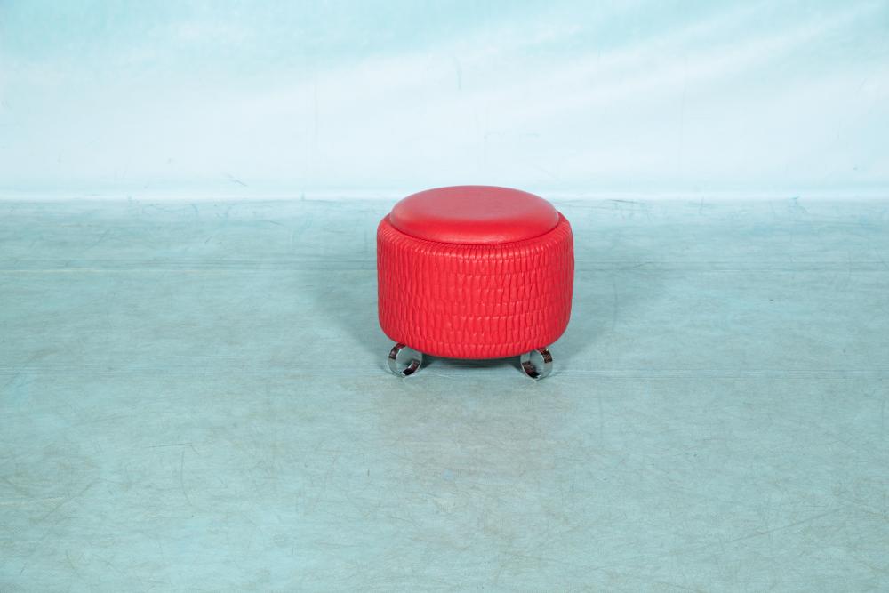 Bekijk Space Age Ronde Rode Voetenbank, Vintage Jaren 60/70 Poef op ...