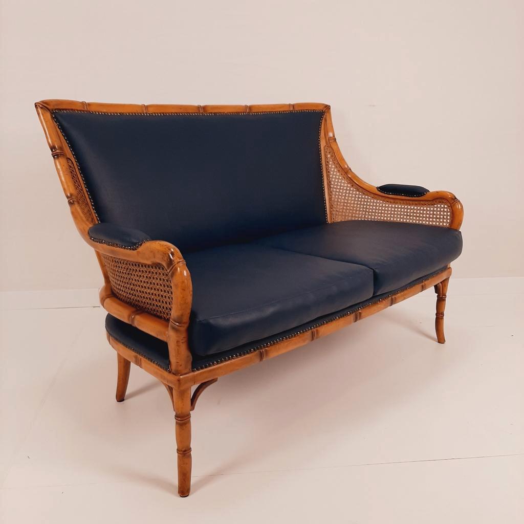 Bekijk Vintage Rotan Sofa, Retro Manou Bank, Bamboe Tweezitter op Reliving