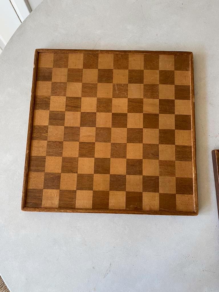 Bekijk Vintage Set Houten Schaakbord Dambord Antiek op Reliving
