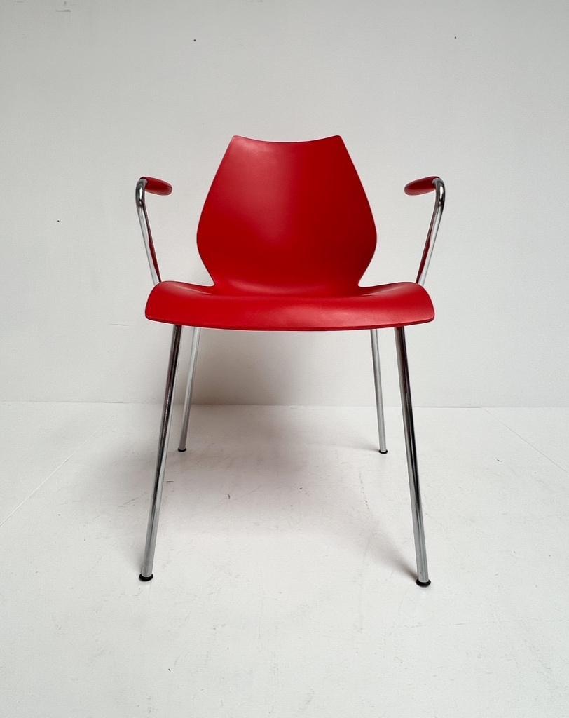 Modern Kartell Eetkamerstoel Plastic Red bij Reliving