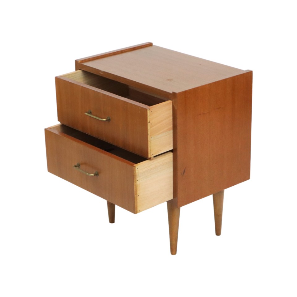 Bekijk Nachtkastje Teak Houten Scandinavisch Design Kastje Messing ...