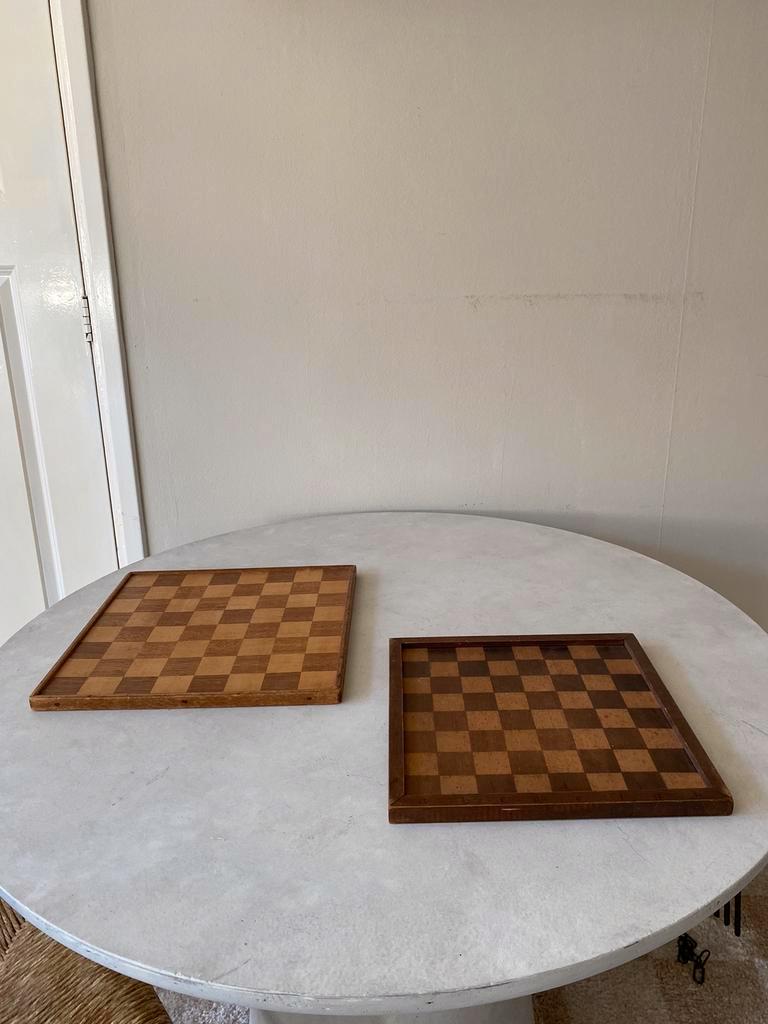 Bekijk Vintage Set Houten Schaakbord Dambord Antiek op Reliving