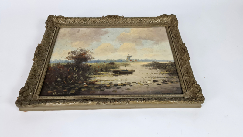 Bekijk Herman Sanders - Olieverf - Hardboard - Watergezicht - 1950'S op ...