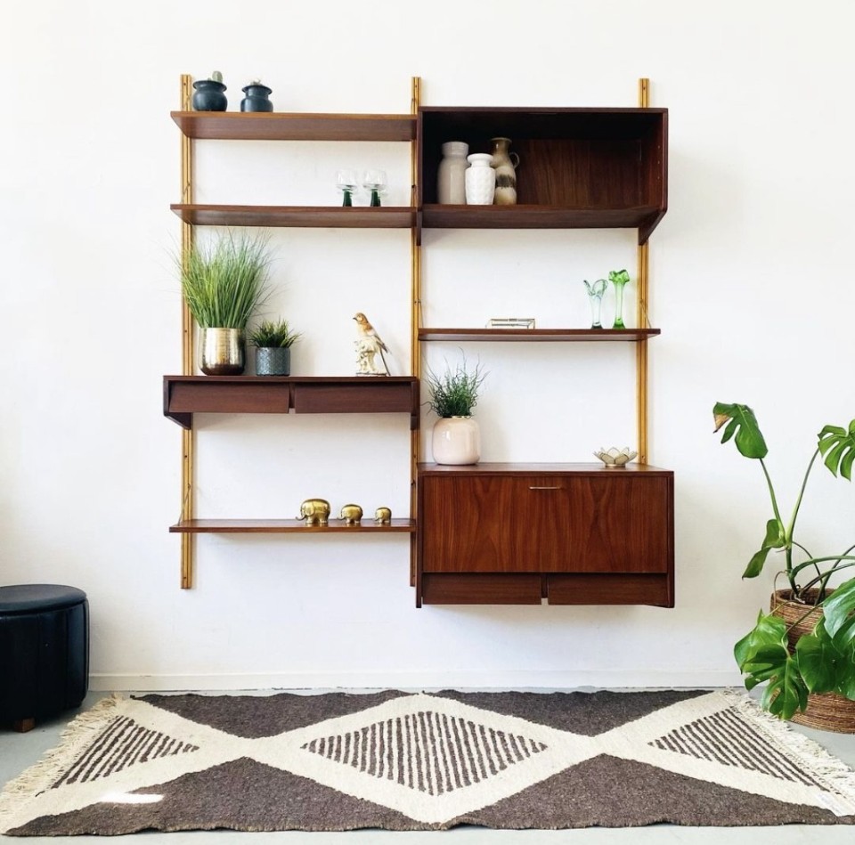 Bekijk Mid-Century Deens Design Wandmeubel Vintage Teak Wandsysteem ...