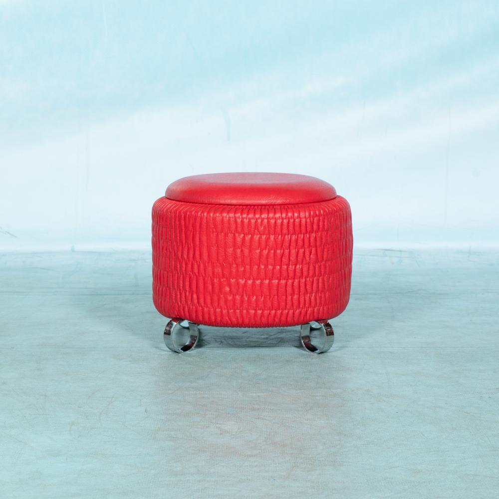 Bekijk Space Age Ronde Rode Voetenbank, Vintage Jaren 60/70 Poef op ...