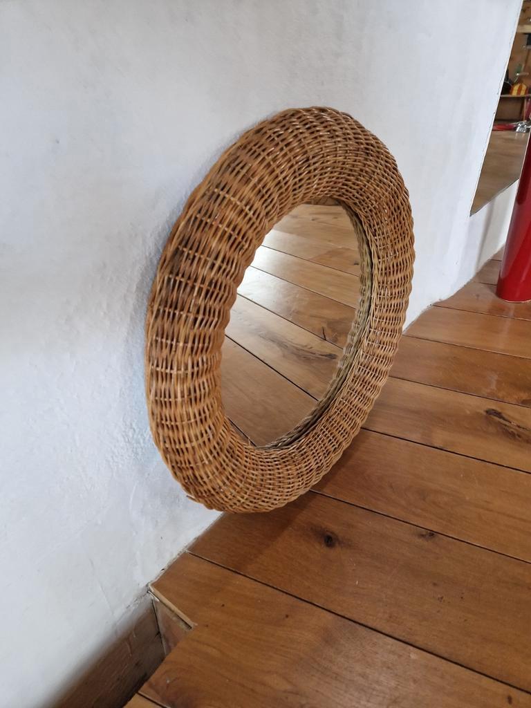 Bekijk Vintage Rotan Ikea Spiegel Jaren 90 Rond. op Reliving